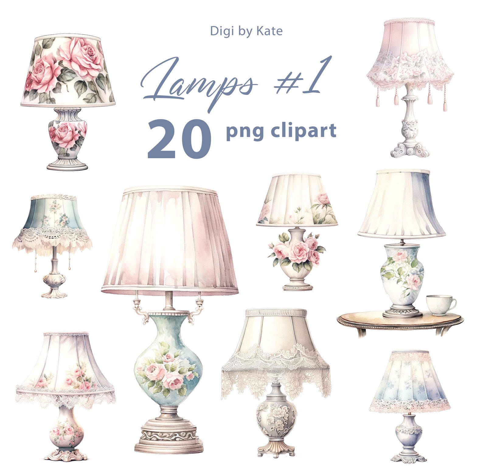 Lamps #1 20 PNG Clipart Bundle, Digital Paper, Shabby Scrapbooking ...