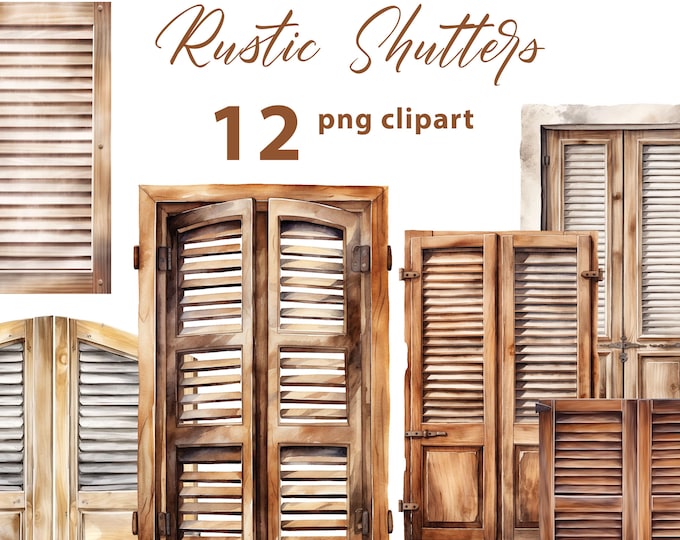 Vintage Tall Set Wooden Shutters Sets Wedding Card Holder Clutter Hider ...