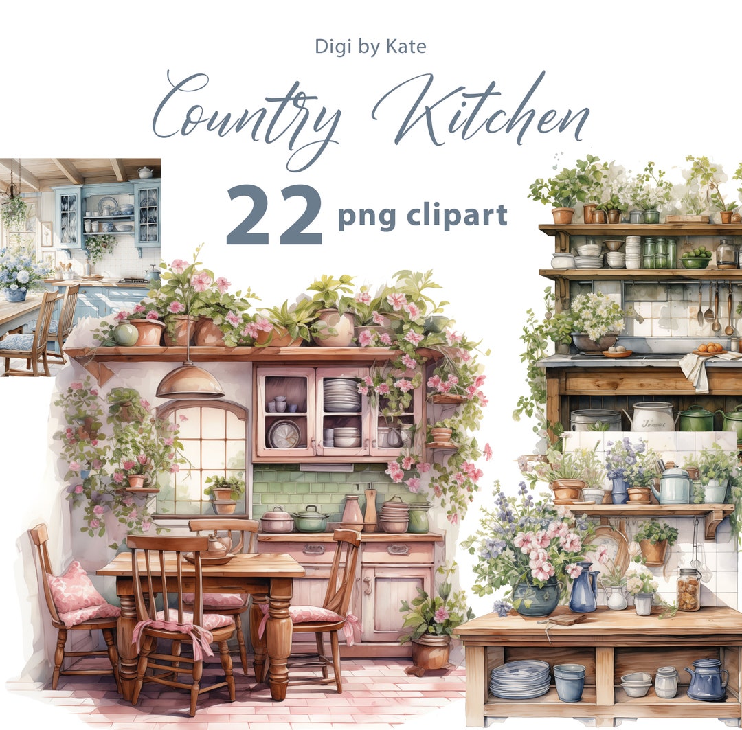 Country Kitchen 22 PNG Clipart Set - Beautiful Cottagecore Kitchen ...