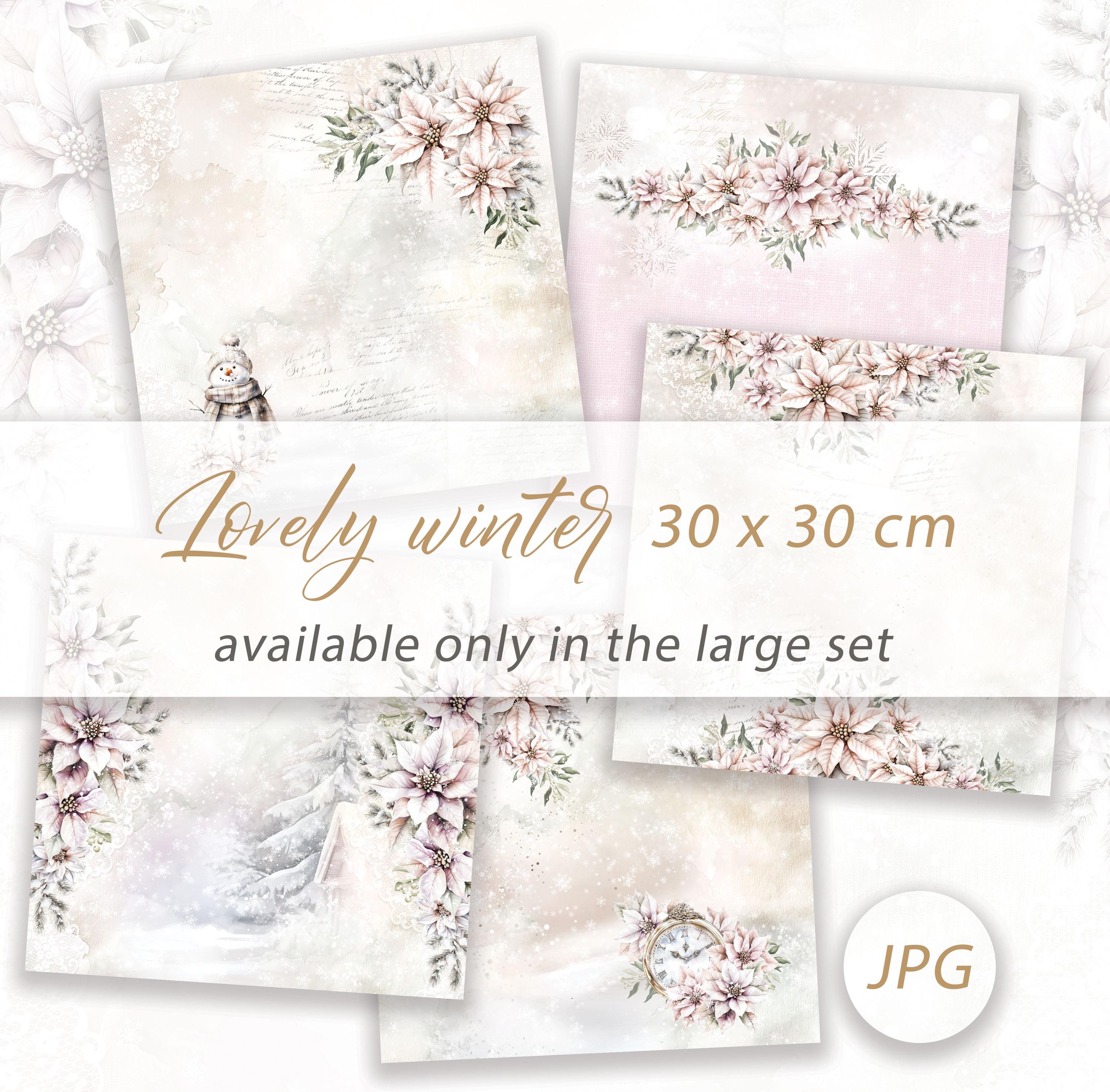 Lovely Winter is a Digital Paper Bundle for Junk Journal and ...