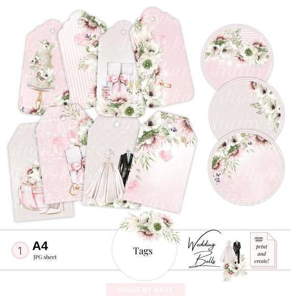 Wedding Digital Tags Printable Wedding Elements Wedding - Etsy