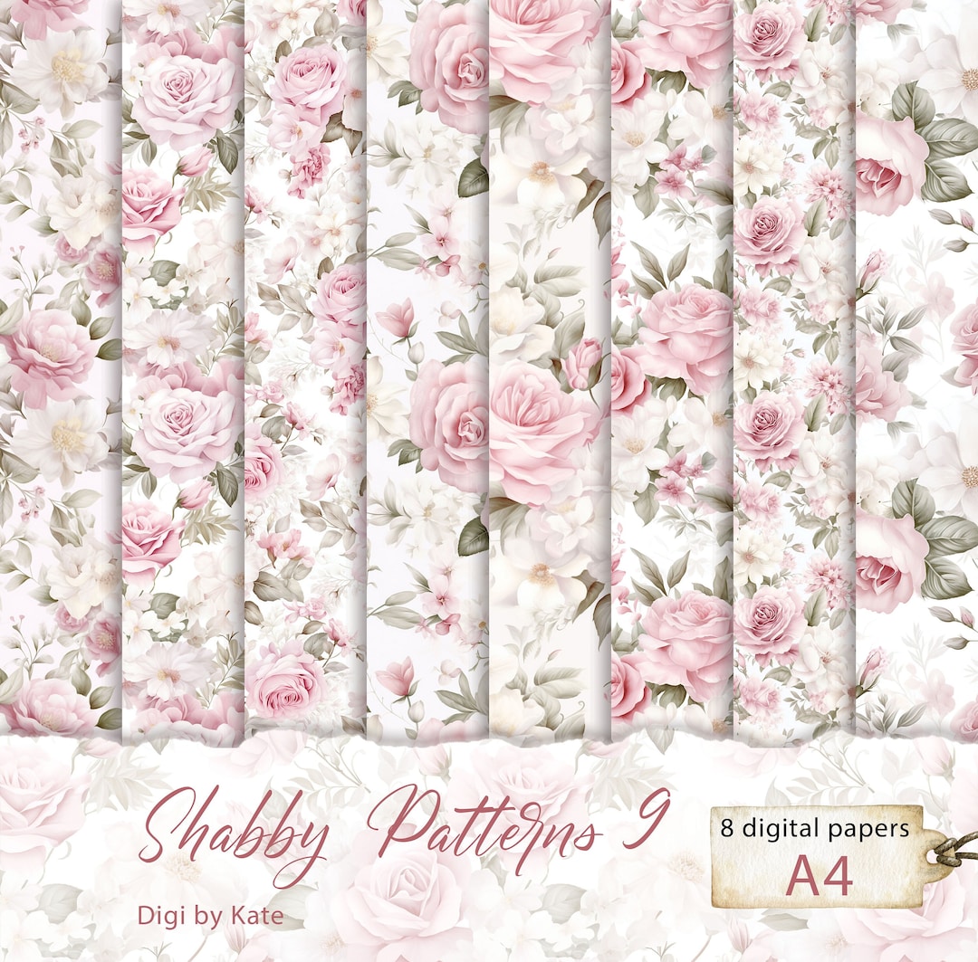 Shabby Patterns 9 on 8 A4 JPG Pages - Etsy