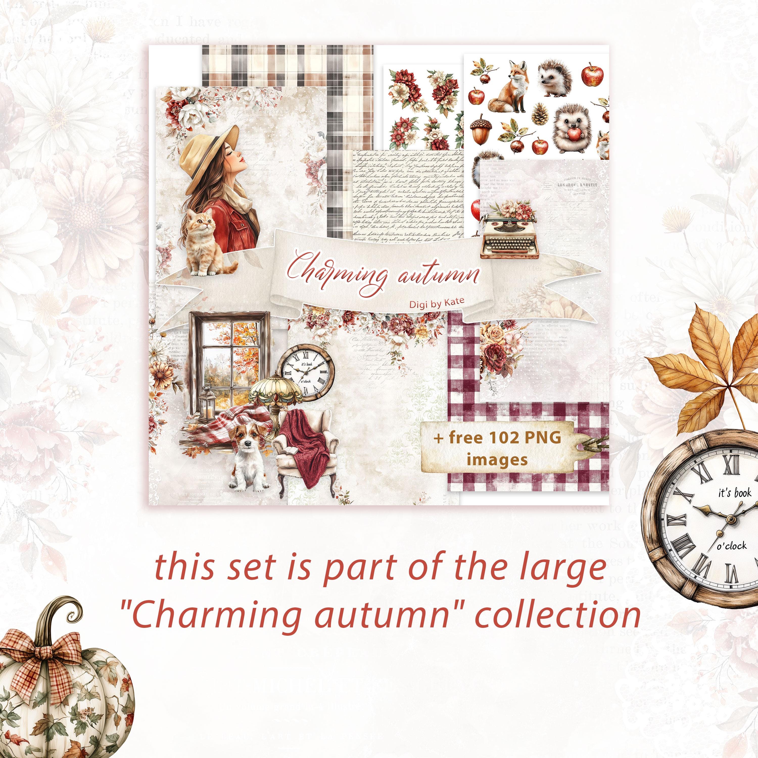 Autumn Digital Paper 5 A4 is a Digital Paper Set in Red White Brown ...