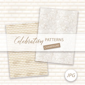 Celebration Patterns in Champagne Colors on 8 A4 JPG Pages, Textured ...