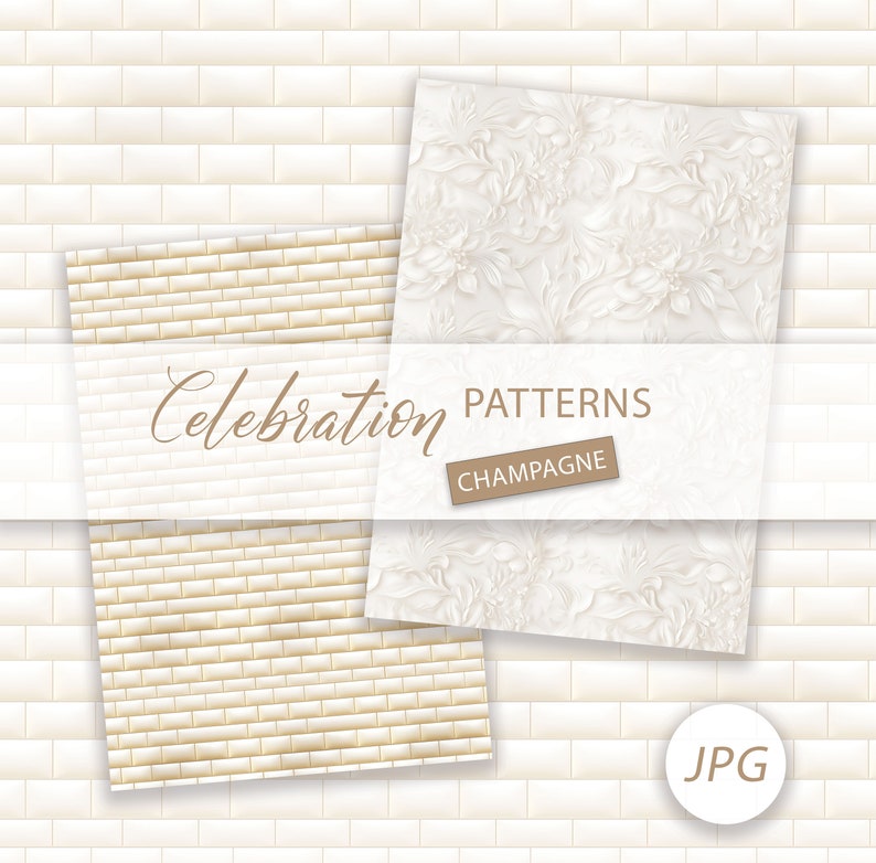 Celebration Patterns in Champagne Colors on 8 A4 JPG Pages, Textured ...