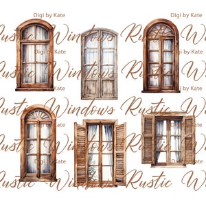 Rustic Windows 11 PNG Clipart Set, Rustic Windows Clipart, Old Wooden ...