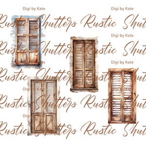 Rustic Shutters 12 PNG Clipart Set, Rustic Shutter Clipart, Old Wooden ...