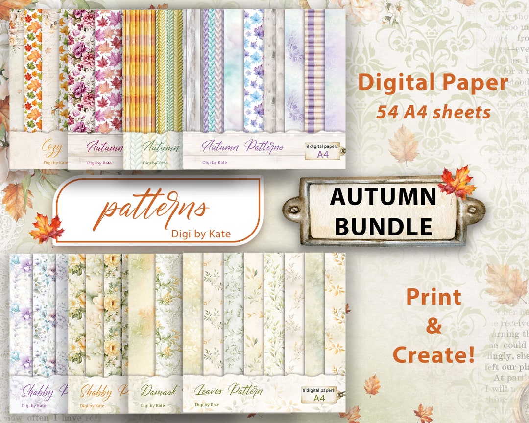 Autumn Bundle Patterns 54 A4 Sheets, Fall Junk Journal, Autumn Knit ...