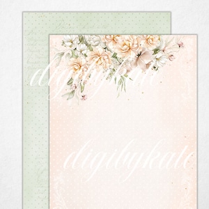 Peach and Green Wedding Digital Paper, Bridal Digital, Wedding ...