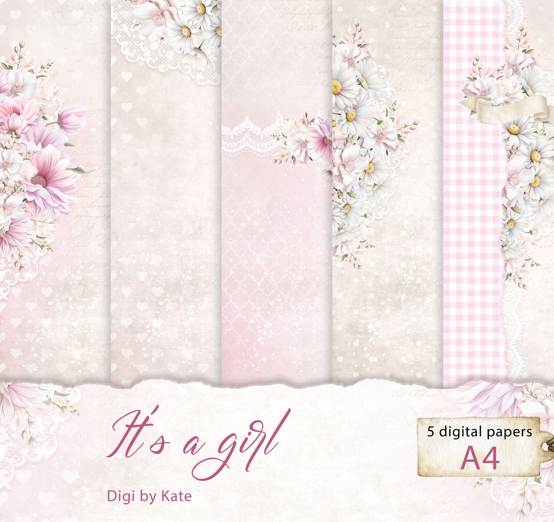 It's a Girl 5 A4 is a Digital Paper Set for Special Occasions Such as ...