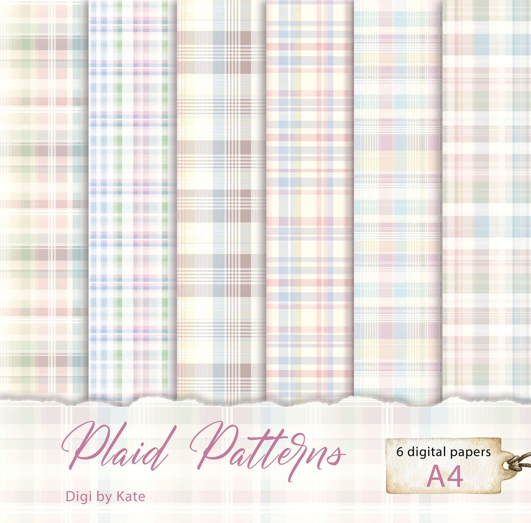 Pastel Plaid Patterns on 6 A4 JPG Pages - Etsy