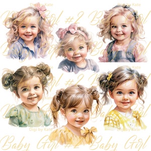 Baby Girl #2 12 PNG Clipart Set, Sweet Girl Clipart, Baby Girl ...