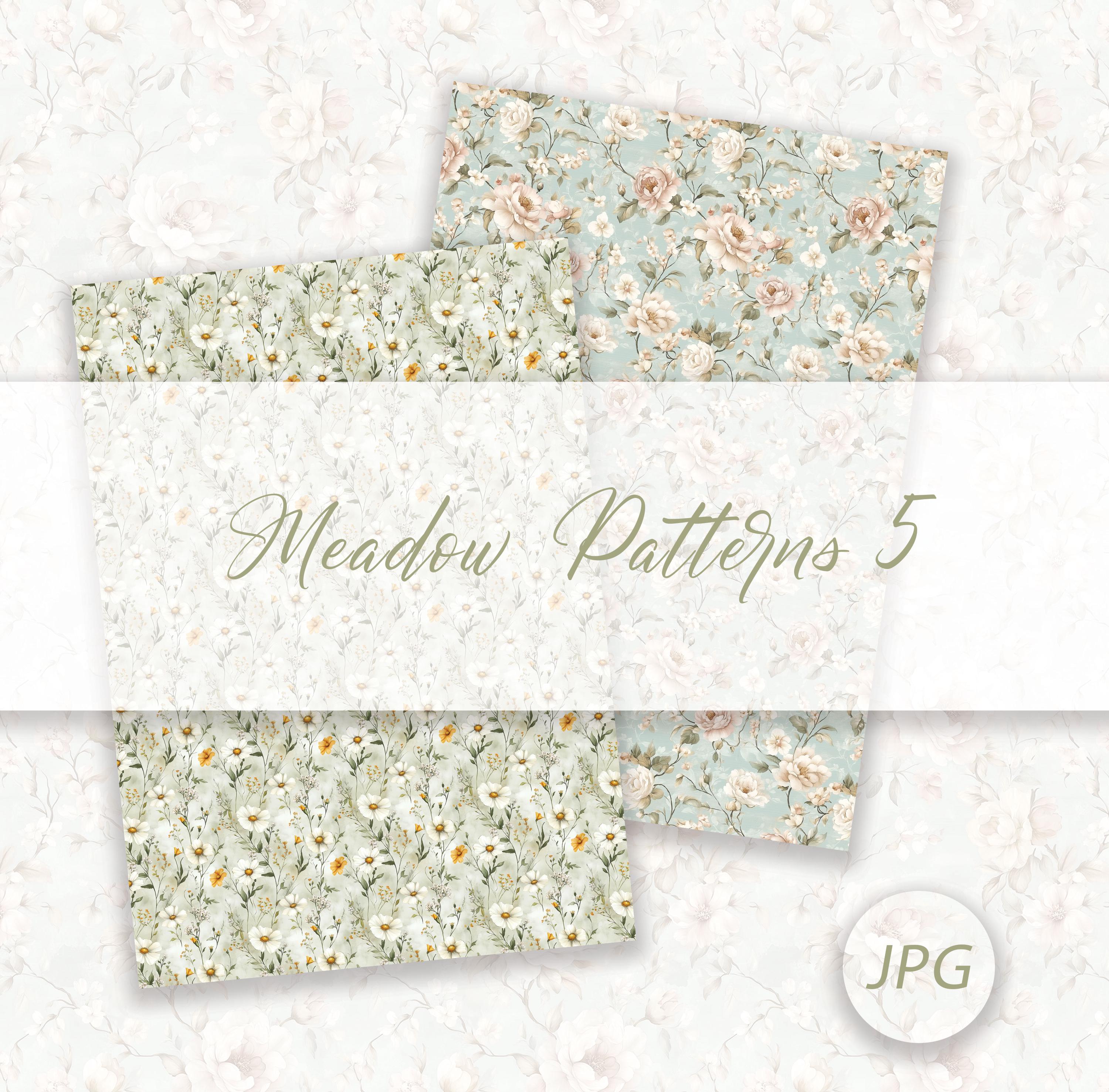 Meadow Patterns 5 on 12 A4 JPG Pages, Green Shabby Backgrounds for ...