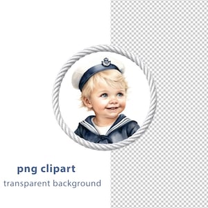 Little Sailor Stamps PNG and JPG, Navy Baby Boy Journal Circle Tags ...