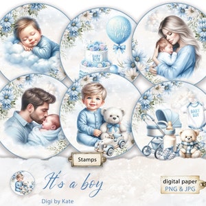 It' a Boy is a Digital Paper Bundle for a Birth of a Baby Boy, Baby ...