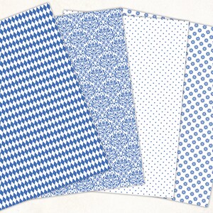 Dark Blue Background Digital Paper, A4 Digital Damask Paper, Blue ...