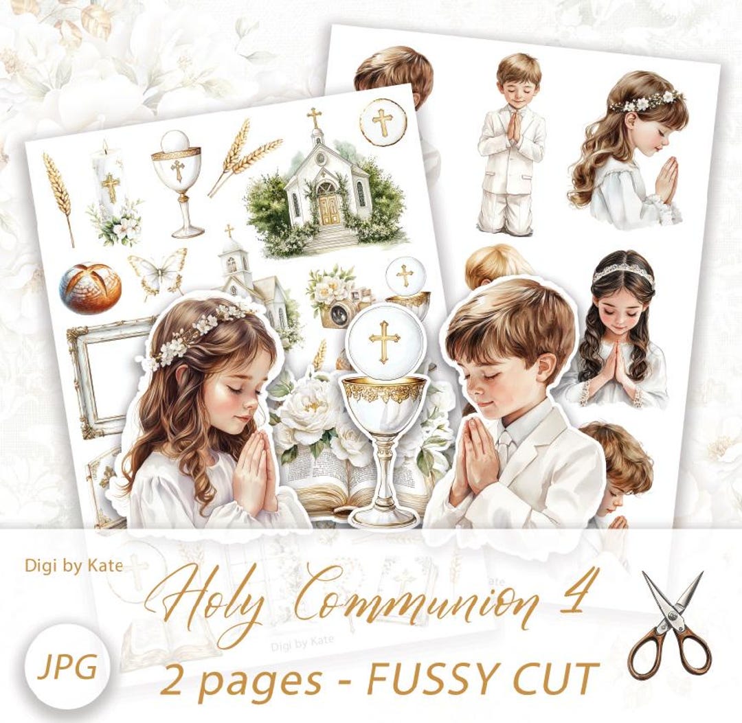 Fussy Cut Holy Communion on 2 A4 JPG Pages for Journals and Scrapbooks ...