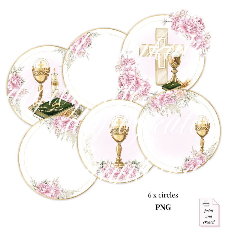First Holy Communion Soft Pink Digital Paper Pack, First Communion ...