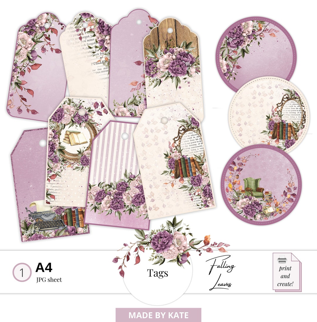 Autumn Digital Tags, Printable Fall Elements, Autumn Decorative Tags ...