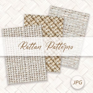 Rattan Patterns on 9 A4 JPG Pages - Printable Digital Paper Set for ...