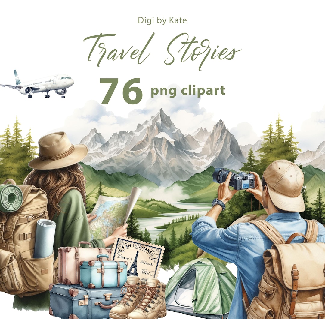 76 Travel PNG Cliparts on Transparent Background for Junk Journal and ...