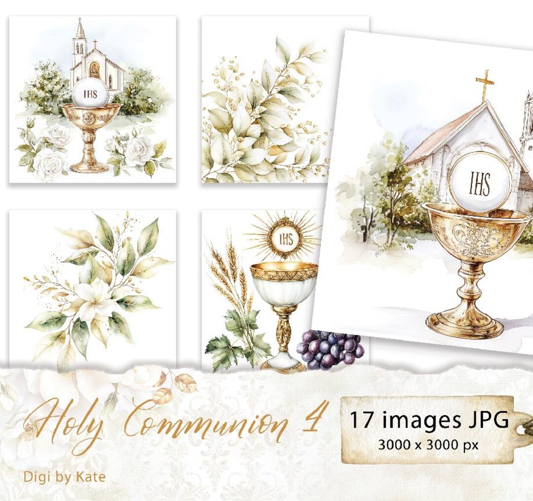 Holy Communion Images 17 JPG Cards, Scrapbook Paper, Journal Digital ...