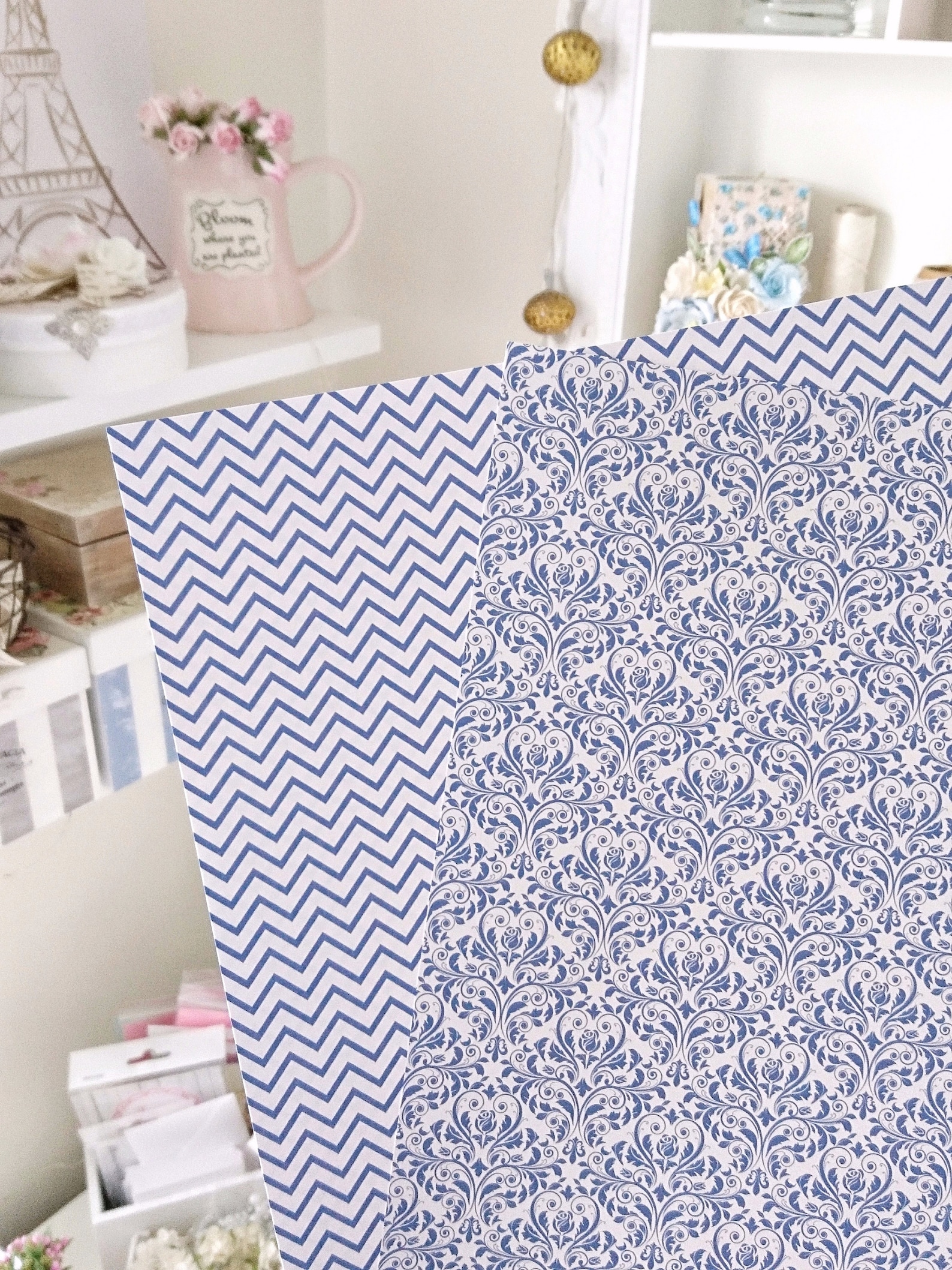 Dark Blue Background Digital Paper A4 Digital Damask Paper - Etsy