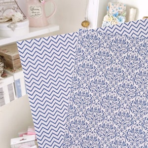 Dark Blue Background Digital Paper, A4 Digital Damask Paper, Blue ...