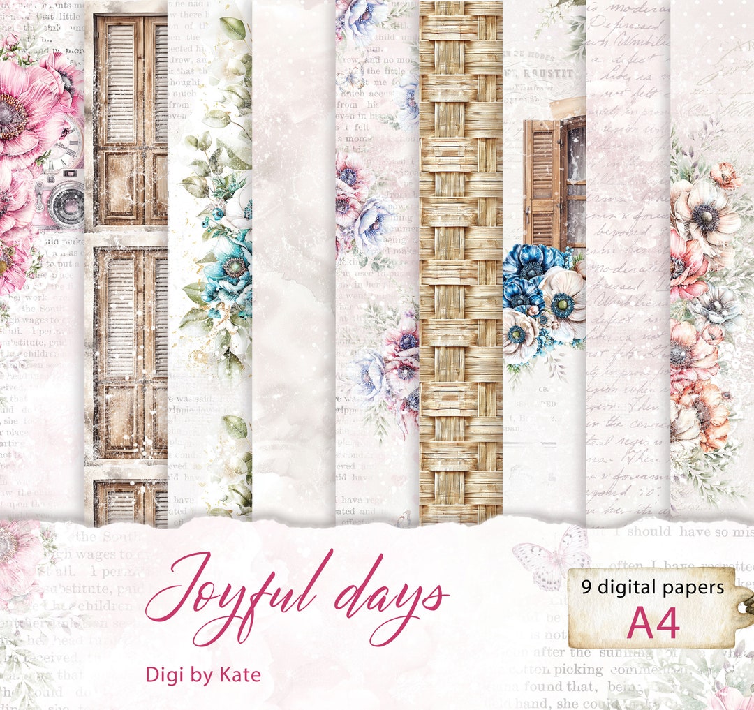 Joyful Days Floral Digital Paper Set - Perfect for Birthday and Mother ...