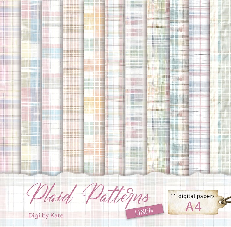 Pastel Linen Plaid Patterns on 11 A4 JPG Pages - Etsy