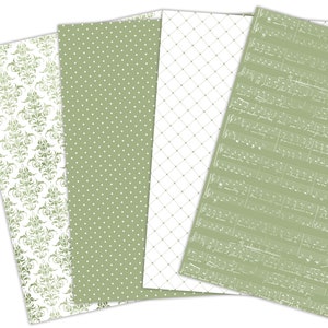 Green and White Digital Paper, Green Scrapbook Paper, Patterned Paper ...
