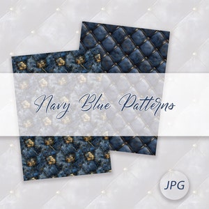 Navy Blue and Gold Patterns - Set of 12 A4 JPG Elegant Scrapbook Pages ...