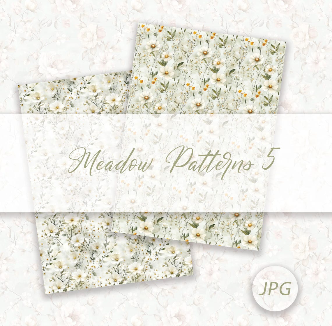 Meadow Patterns 5 on 12 A4 JPG Pages, Green Shabby Backgrounds for ...