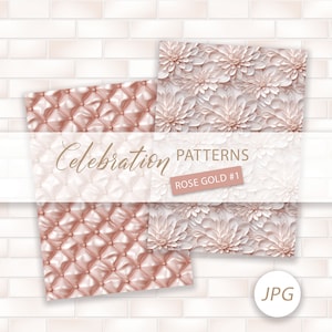 Celebration Patterns in Rose Gold Colors #1 on 9 A4 JPG Pages, Textured ...
