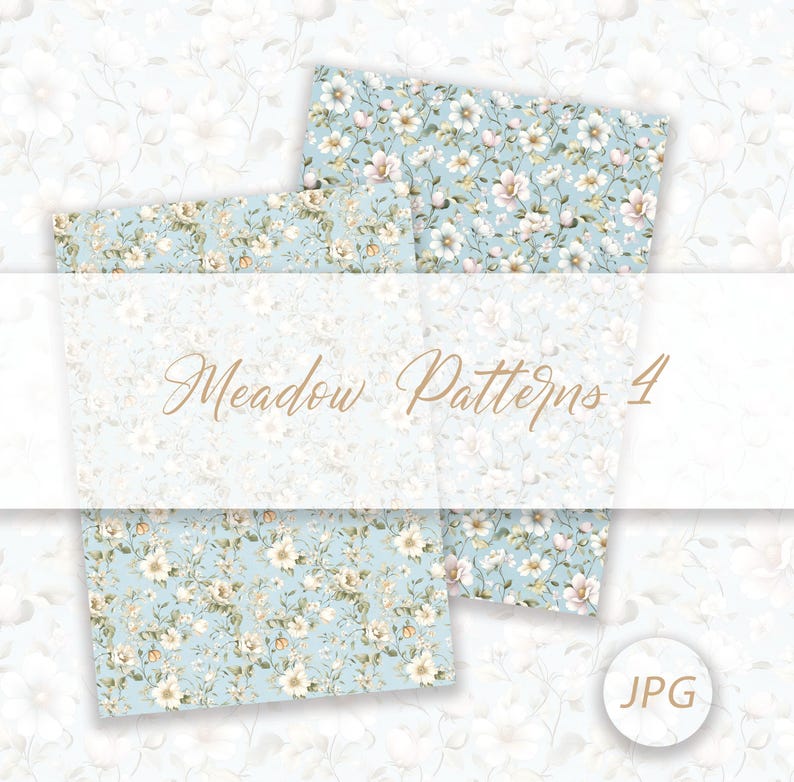 Meadow Patterns 4 on 10 A4 JPG Pages, Blue Shabby Backgrounds for ...