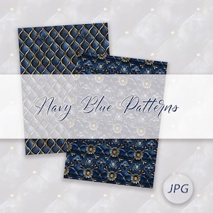 Navy Blue and Gold Patterns - Set of 12 A4 JPG Elegant Scrapbook Pages ...