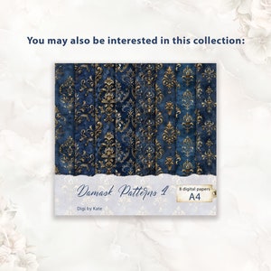 Navy Blue and Gold Patterns - Set of 12 A4 JPG Elegant Scrapbook Pages ...