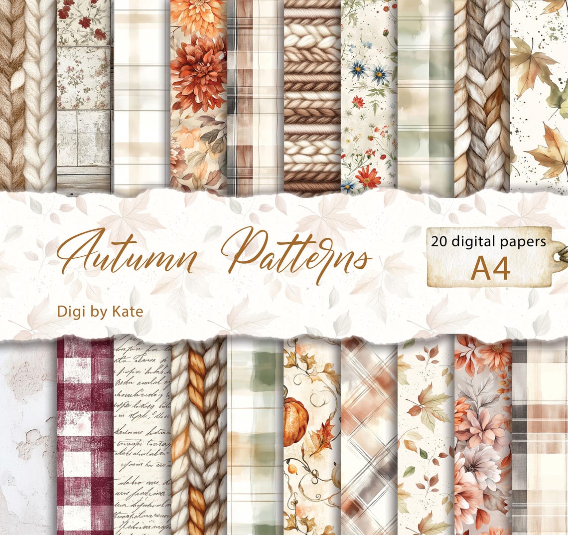 Charming Autumn is a Digital Paper Bundle for Junk Journal and ...