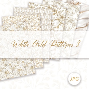 White and Gold Patterns - Set of 18 A4 JPG Scrapbook Pages - Etsy