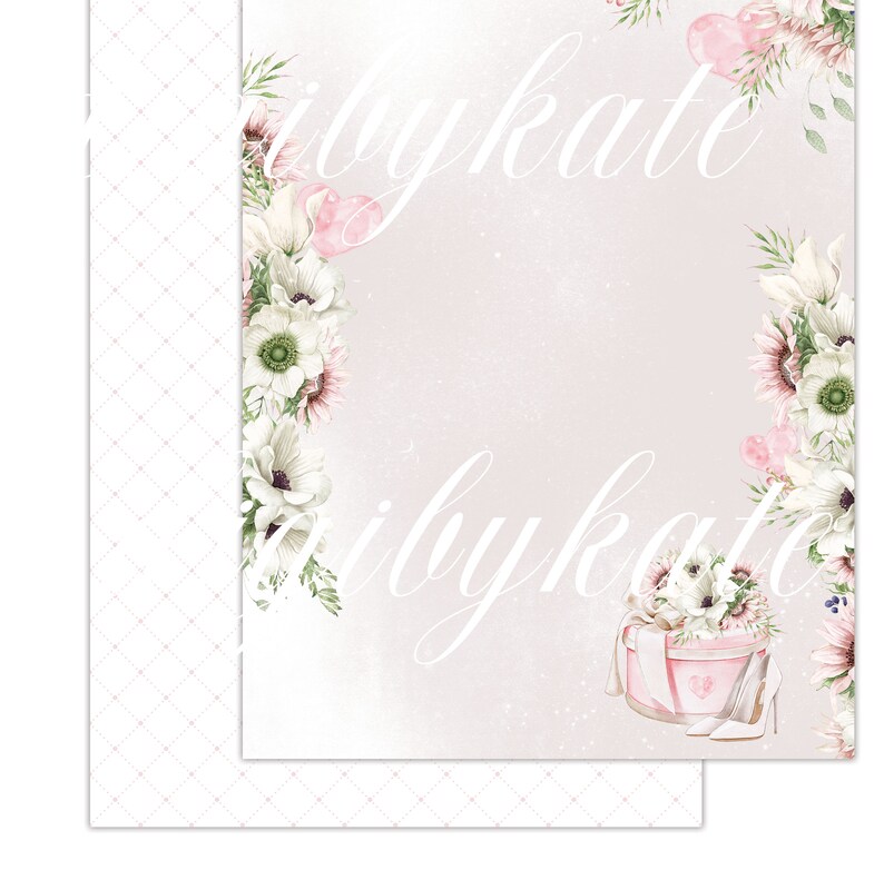 Blush and Grey Wedding Digital Paper Blush Floral Wedding - Etsy