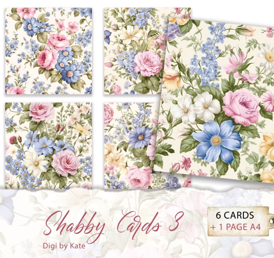 Shabby Cards #3 6 JPG Cards With Shabby Chic Style Graphics, Romantic ...