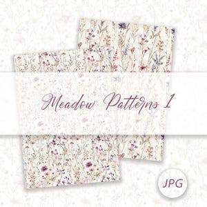 Meadow Patterns 1 on 10 A4 JPG Pages, Wildflower Backgrounds for ...