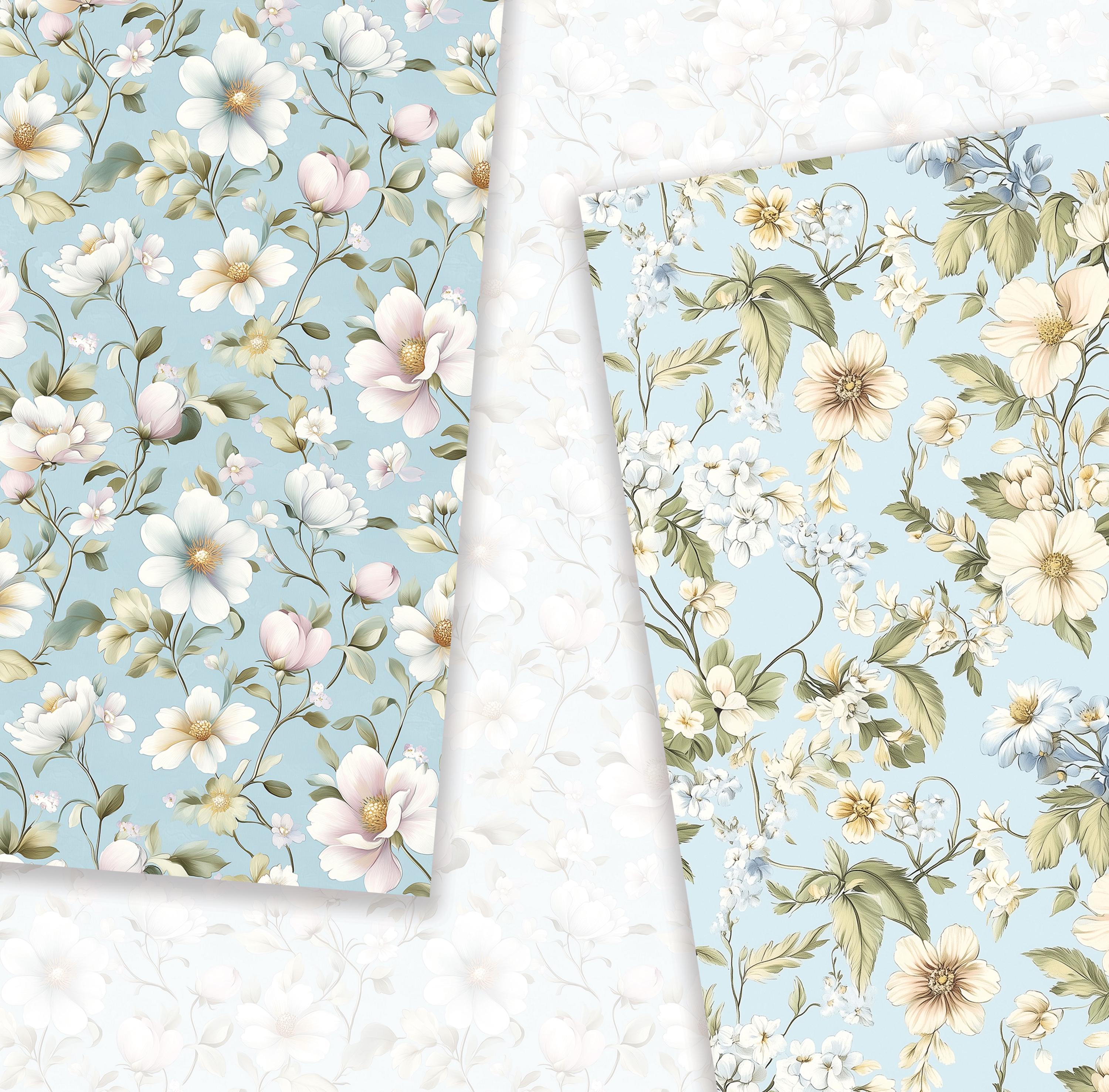 Meadow Patterns 4 on 10 A4 JPG Pages, Blue Shabby Backgrounds for ...