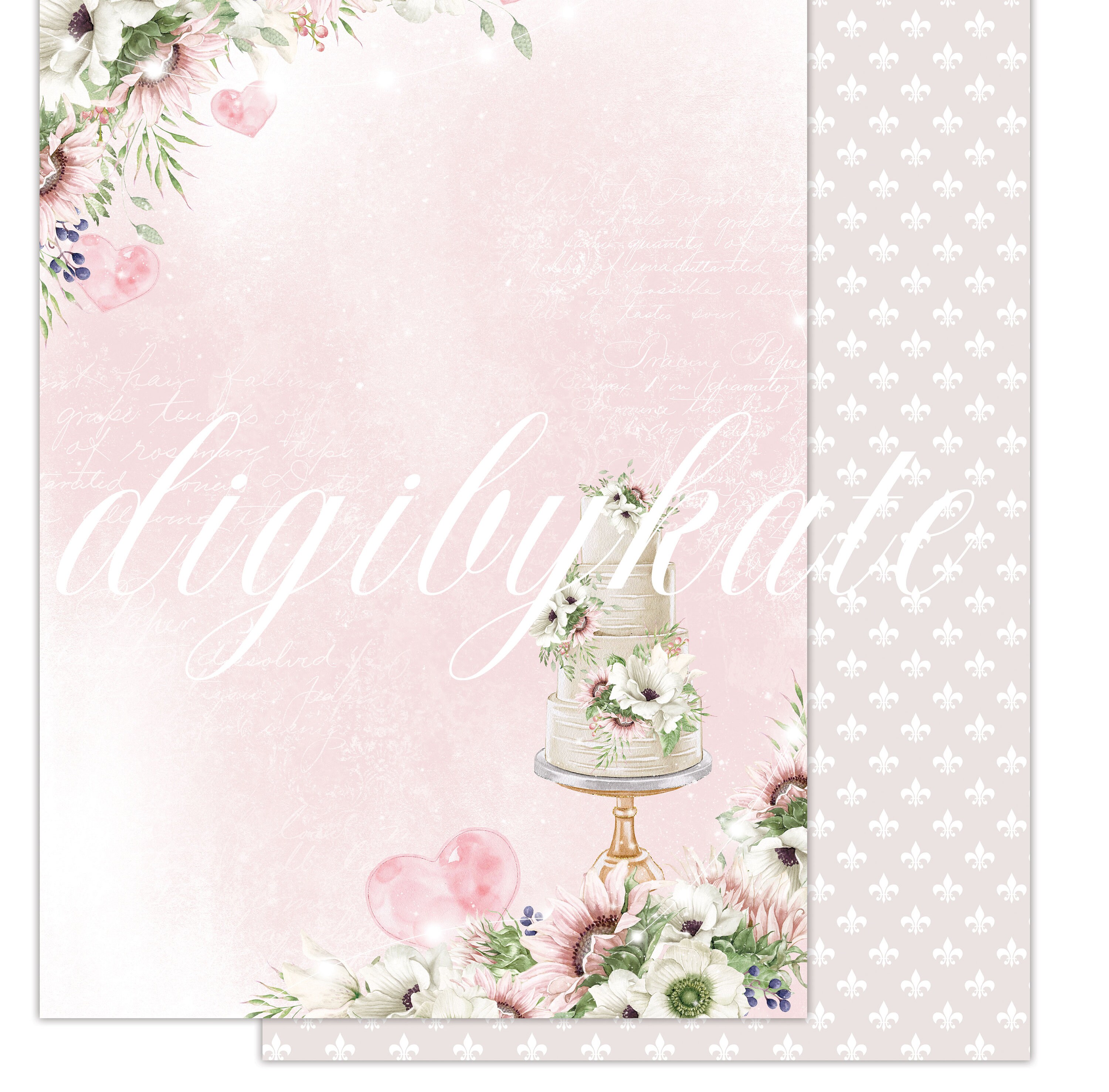 Blush and Grey Wedding Digital Paper Blush Floral Wedding - Etsy