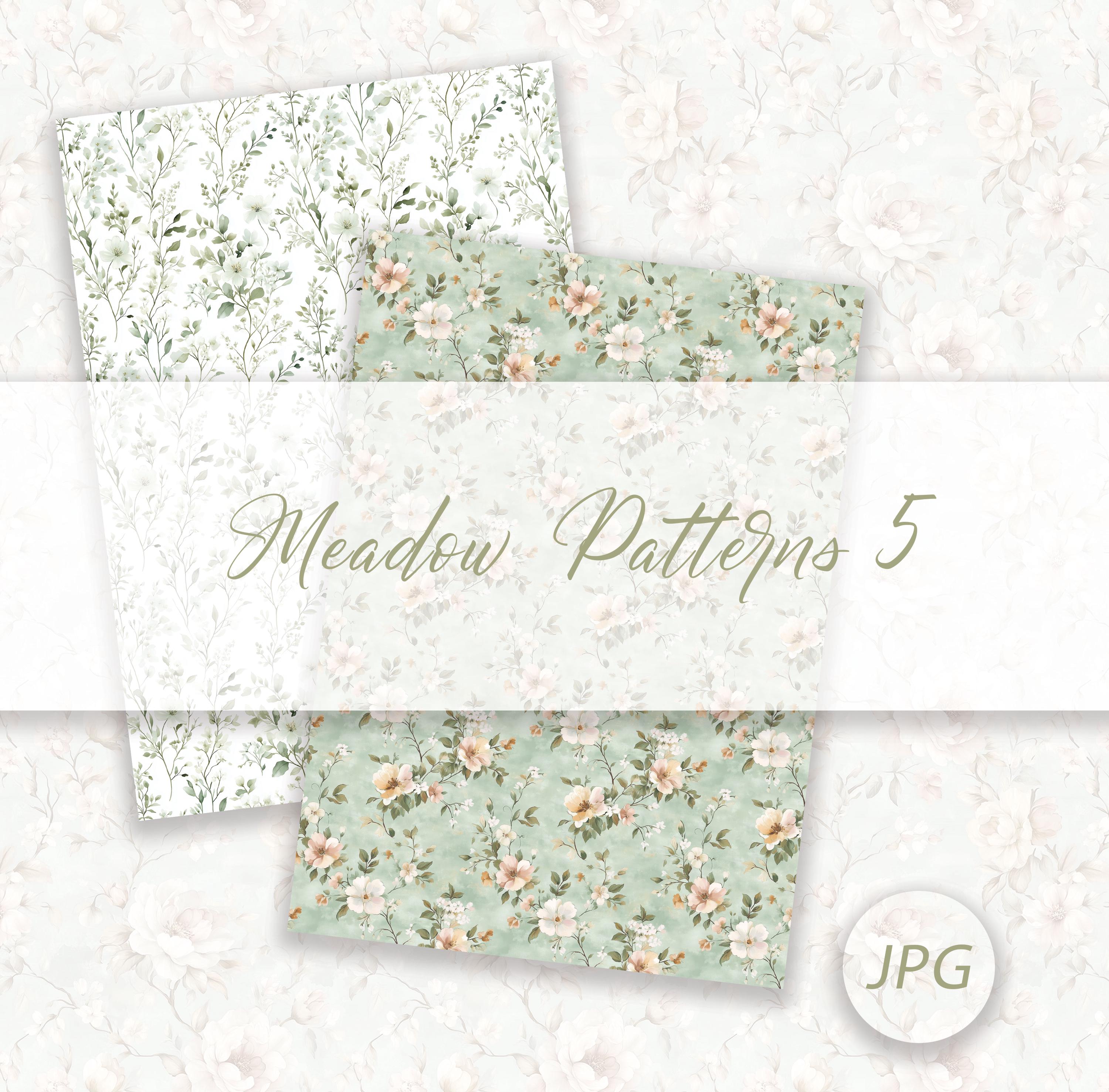Meadow Patterns 5 on 12 A4 JPG Pages, Green Shabby Backgrounds for ...