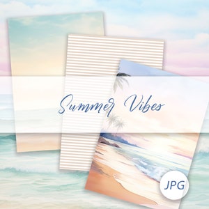 Summer Vibes Digital Paper Pack, Summer Scrapbook Paper, Summer Women ...