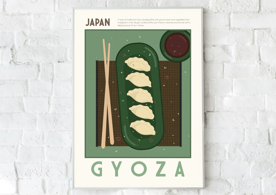 Gyoza Poster, Mid Century Modern Wall Art Print, Traditional Asian ...