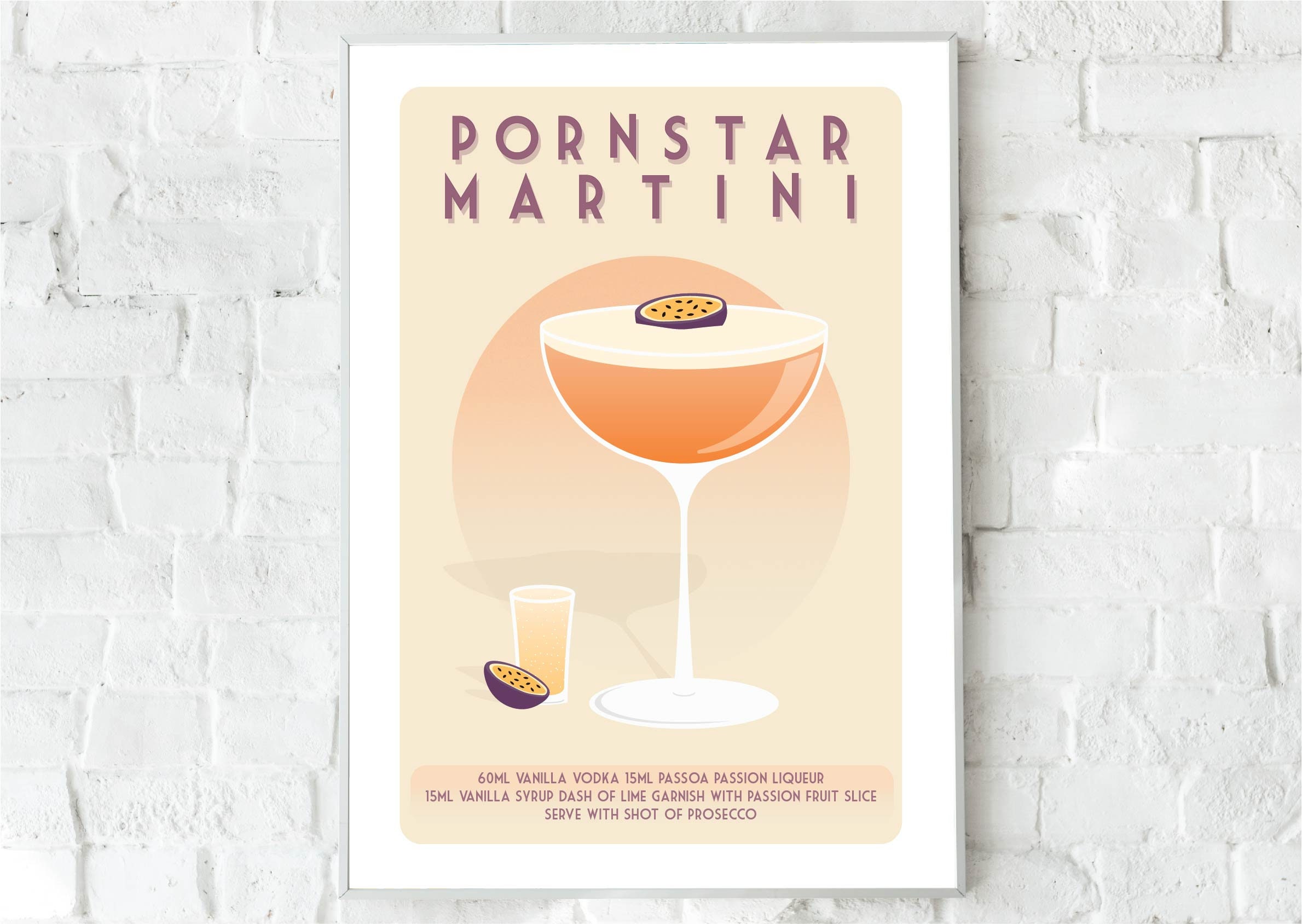 Pornstar Martini Cocktail Poster, Cocktail Guide Print, Kitchen Wall Art, Cocktail Recipe ...