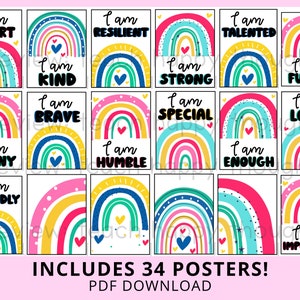 20 Positive Affirmation Posters for Classroom, Kids Room or Educational ...