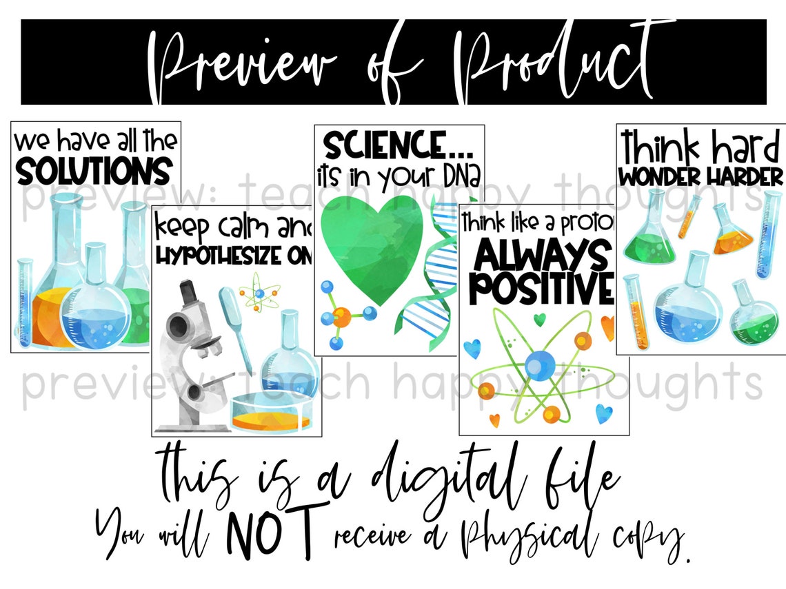18 Science CLASSROOM POSTERS Puns & Quotes Positive - Etsy